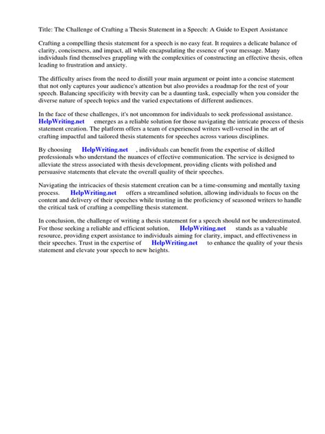 Thesis Statement In A Speech Example Pdf