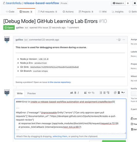 Bug Error D Out Issue 76 Githubtraining Release Workflow GitHub