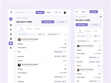 tablet and mobile data table rbac by natalie on dribbble