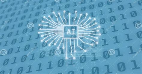 Image Of Ai Data Processing Over Binary Coding With Ai Icons Stock Illustration Illustration