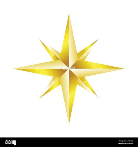 Compass Rose Navigation Golden Star Vector Symbol Graphic Logo Design Template Stock Vector