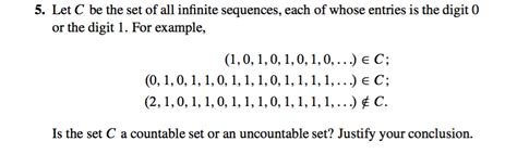 Solved Let C Be The Set Of All Infinite Sequences Each Chegg
