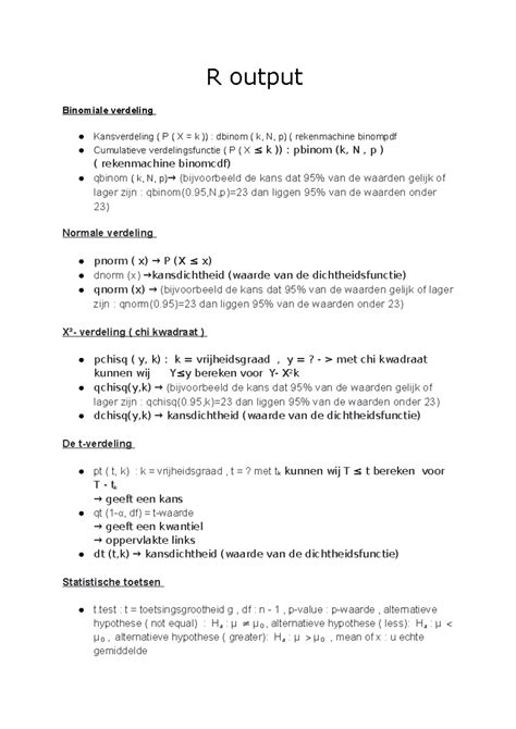 R Output R Output Binomiale Verdeling Kansverdeling P X K