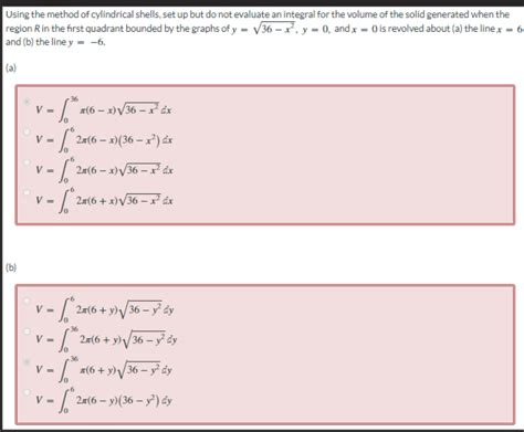Solved Using The Method Of Cylindrical Shells Set Up But Do Chegg Com