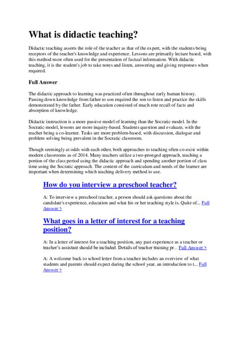 Doc What Is Didactic Teaching