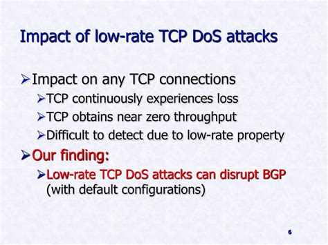 Ppt Low Rate Tcp Targeted Dos Attack Disrupts Internet Routing
