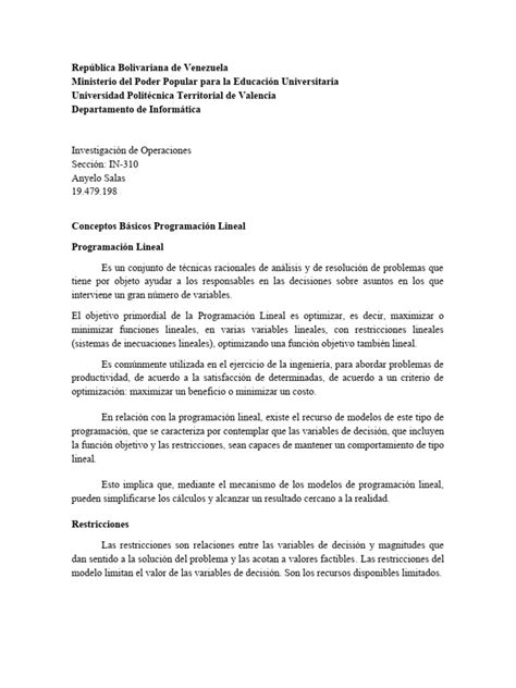 programacion lineal pdf programación lineal optimización matemática