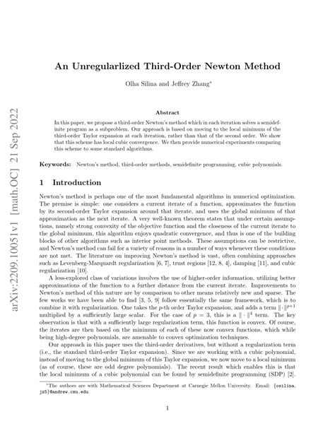 Pdf An Unregularized Third Order Newton Method