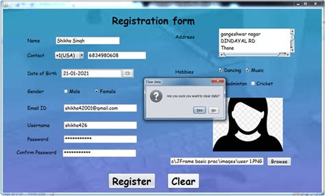 Github Shikha12264 Java Netbeans Drag And Drop Example Registration Form