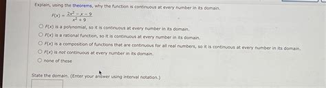 Solved Explain Using The Theorems Why The Function Is