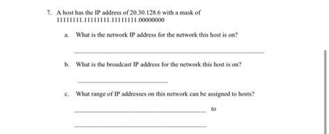 Solved 7 A Host Has The IP Address Of 20 30 128 6 With A Chegg Com