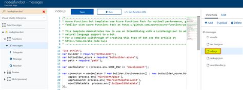 host your bot in azure functions node js raydbg