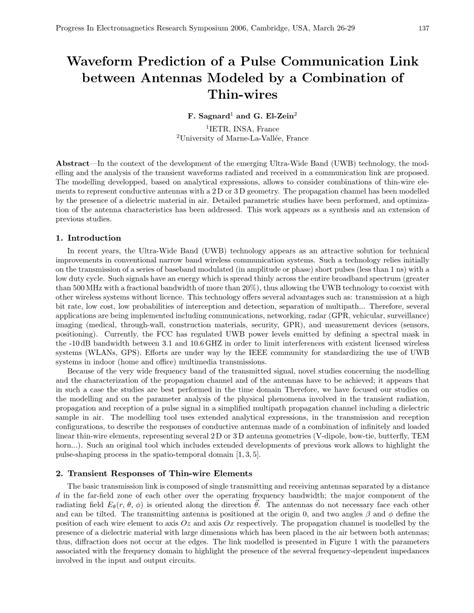 Pdf Waveform Prediction Of A Pulse Communication Link Between Antennas Modeled By A