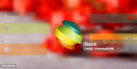 3d 그림 Infographic 템플릿입니다 둥근 8 각형 4 색 부품 분할 된다 개체는 비스듬히 흐린된 사진 배경에 배치 합니다 간단한 표지판 색상 막대는 측면에 있습니다