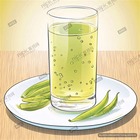 Ai创作图甘蔗汁插画 绿豆汤插画 绘手绘绿豆 鲜榨石斛汁 手绘猕猴桃果汁 饮料果汁健康食品冰水 新鲜石斛汁 绿色的饮品 玻璃杯插画 清凉苦瓜饮