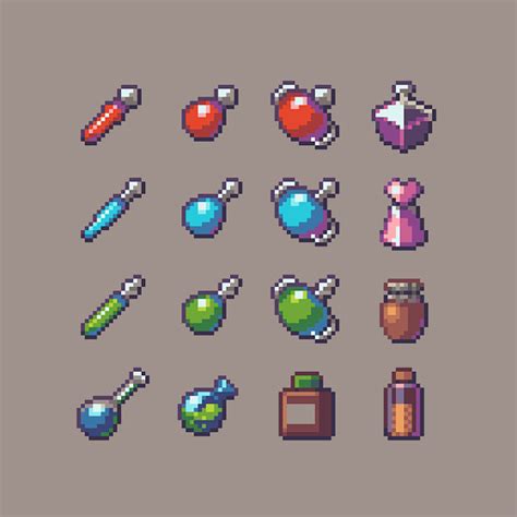 Rpg 像素艺术图标：任务物品和 药水