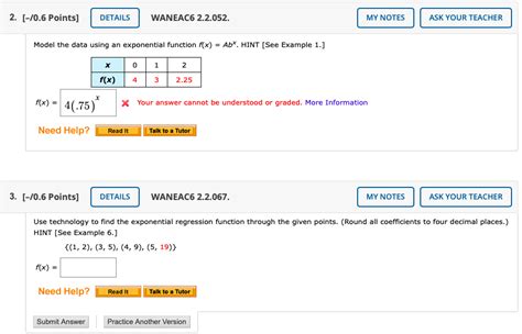 Solved 2 70 6 Points] Details Waneac6 2 2 052 My Notes