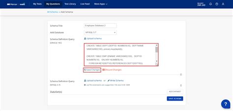 how to create a database query question via mercer mettl ui