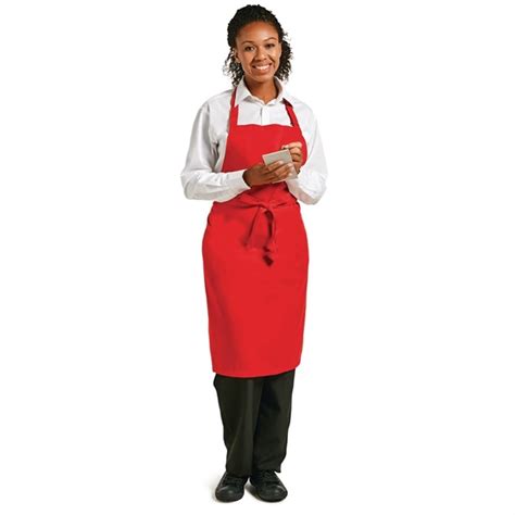 Le Chef Polycotton Bib Apron Red B900 Nisbets