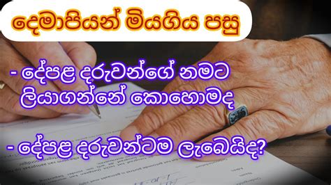 දෙමාපියන් මියගිය පසු දේපළ දරුවන්ගේ නමට ලියාගන්නේ කොහොමද Safehouse219 Youtube