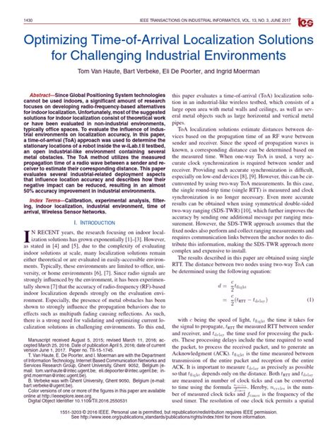Optimizing Time Of Arrival Localization Solutions For Challenging Industrial Environments声学定位