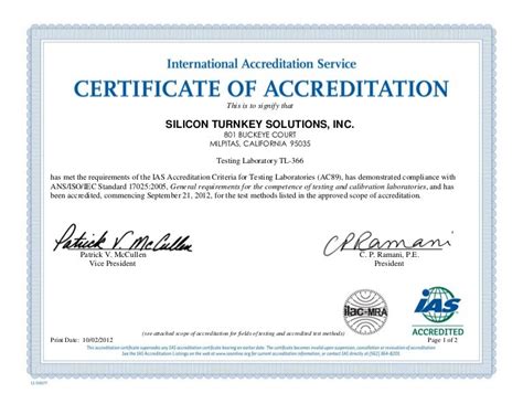 Certificate Of Accreditation