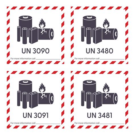 Un3090 Un3091 Un3480 Un3481 Lithium Ion Battery Shipping Labels Set
