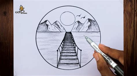 Landscape Drawings In A Circle At Nancy Jensen Blog
