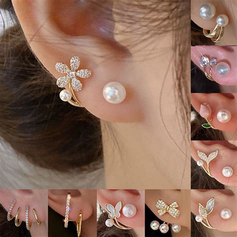 Pearl Zircon Elegant Earrings For Women Tulps Earring Hypoallergenic