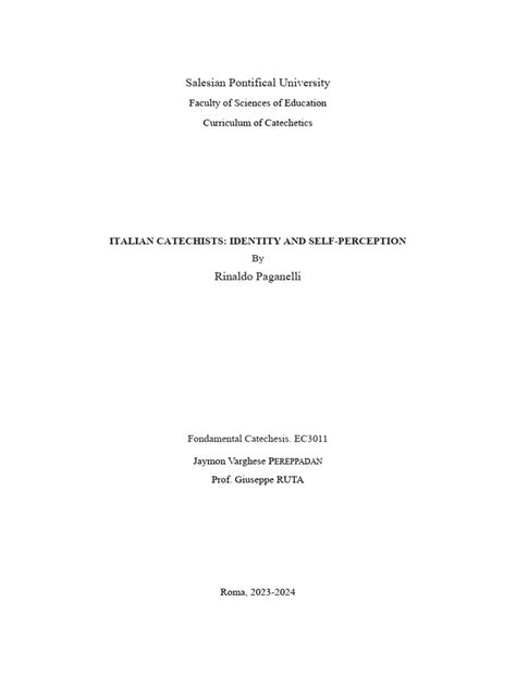 Italian Catechists Identity And Self Perception Pdf Catholic Church Faith