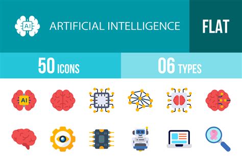 50 Artificial Intelligence Flat Icons Graphic By Iconbunny · Creative Fabrica