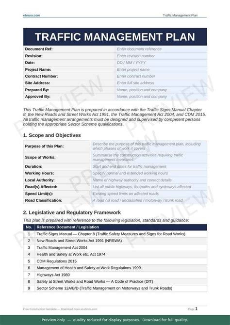Traffic Management Plan Free Download Ebrora