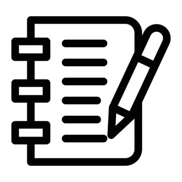 Linear Notebook Icon With Black Outlines Vector A Lineal Icon Depicting Cute Notepad On White
