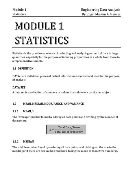 Module 1 Statistics 1 Pdf
