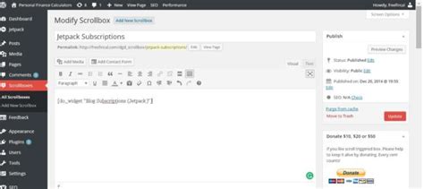 Jetpack Subscriptions Widget In A Pop Up Window