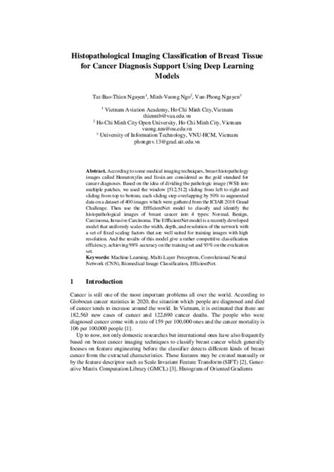 Pdf Histopathological Imaging Classification Of Breast Tissue For Cancer Diagnosis Support