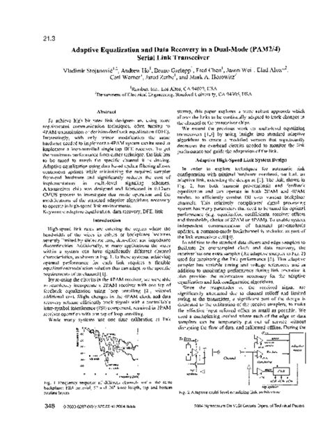 Pdf Adaptive Equalization And Data Recovery In A Dual Mode Pam24 Serial Link Transceiver