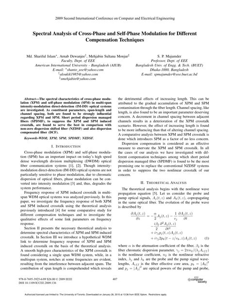 Pdf Spectral Analysis Of Cross Phase And Self Phase Modulation For Different Compensation