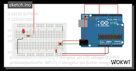 kontrol led dengan tombol wokwi esp32 stm32 arduino simulator