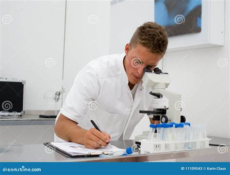 Young Scientist Collecting Data Stock Image Image Of Medical Coat