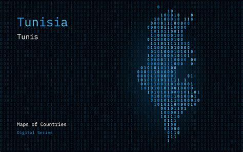 Tunisia Map Shown In Binary Code Pattern Tsmc Matrix Numbers Zero One