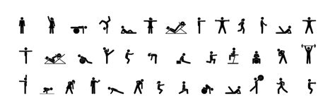 체육관 아이콘 사람들 운동 선수는 다양 한 운동을 픽토그램 스틱 피규어 남자 가지 식물 부위에 대한 스톡 벡터 아트 및 기타