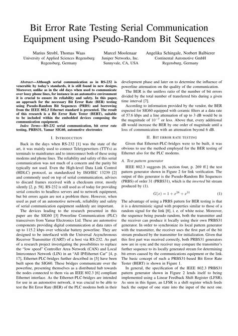 pdf 10 bit error rate testing serial communication equipment using