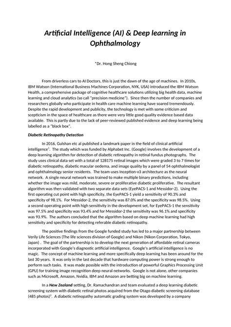Pdf Artificial Intelligence Ai And Deep Learning In Ophthalmology