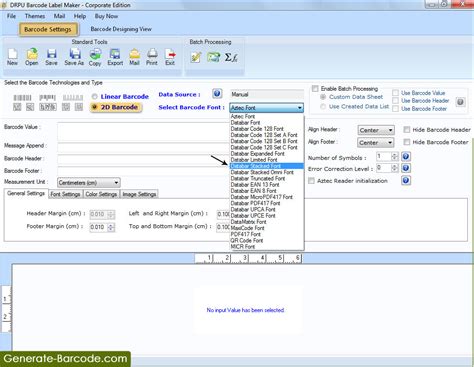 How To Generate D Barcode Label Of Databar Stacked Barcode Font