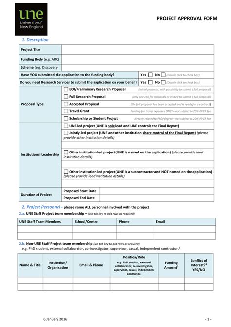 Project Approval Form Template Word