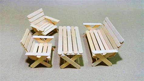 Diy โต๊ะ เก้าอี้ จากไม้ไอติม How To Make Miniature Table And Chairs From Popsicle Stick 미니어처