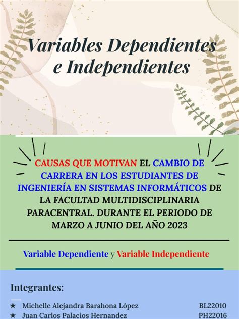 Variables Dependientes E Independientes Pdf