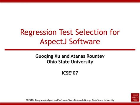 Ppt Regression Test Selection For Aspectj Software Powerpoint