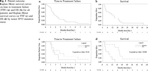 Patient Outcome Kaplanmeier Survival Curves On Time To Treatment